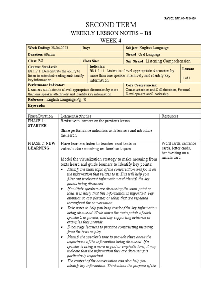 B8 Eng WK4 | PDF | Learning | Reading Comprehension
