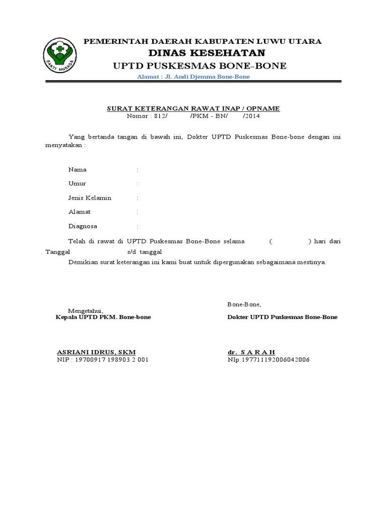 Surat Keterangan Opname | PDF