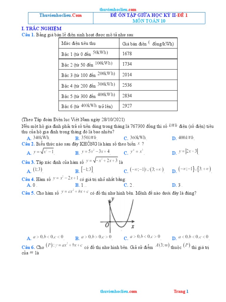 Bo de Thi Giua HK2 Toan 10 KNTT | PDF