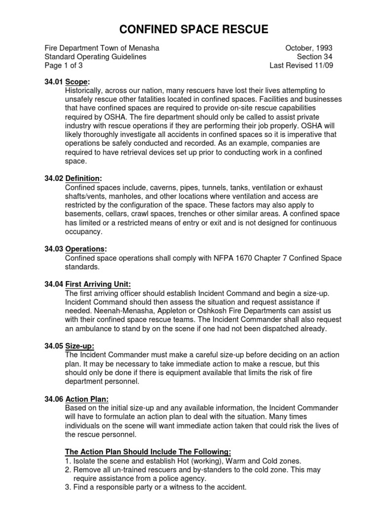 Confined Space Rescue Guidelines | PDF | Workplace | Hazards