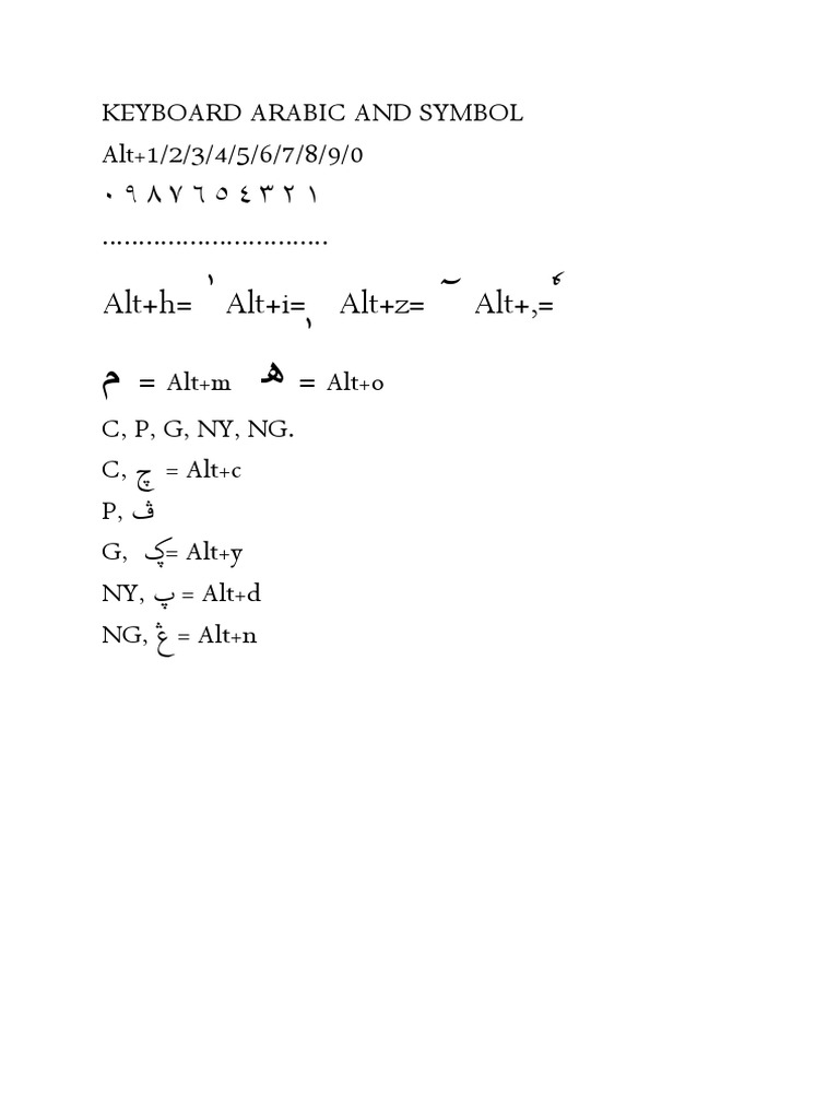 Keyboard Arabic and Symbol | PDF