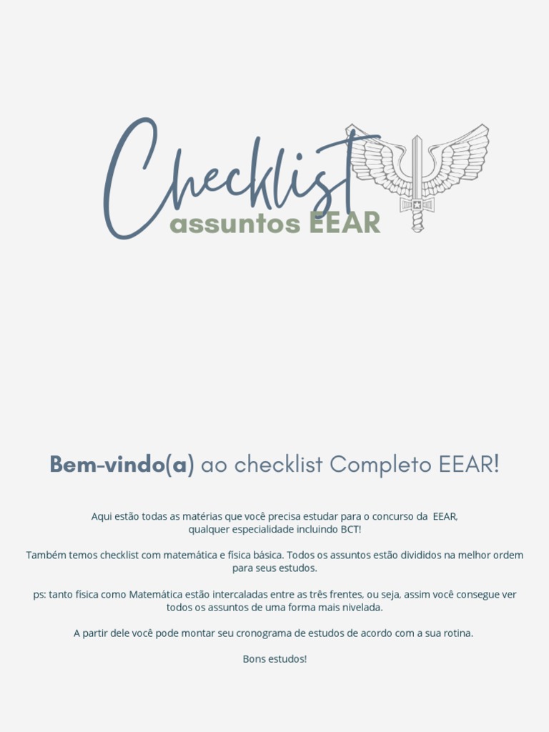 Checklist+Estudos+EEAR+ +CFS | PDF | Trigonometria | Eletricidade