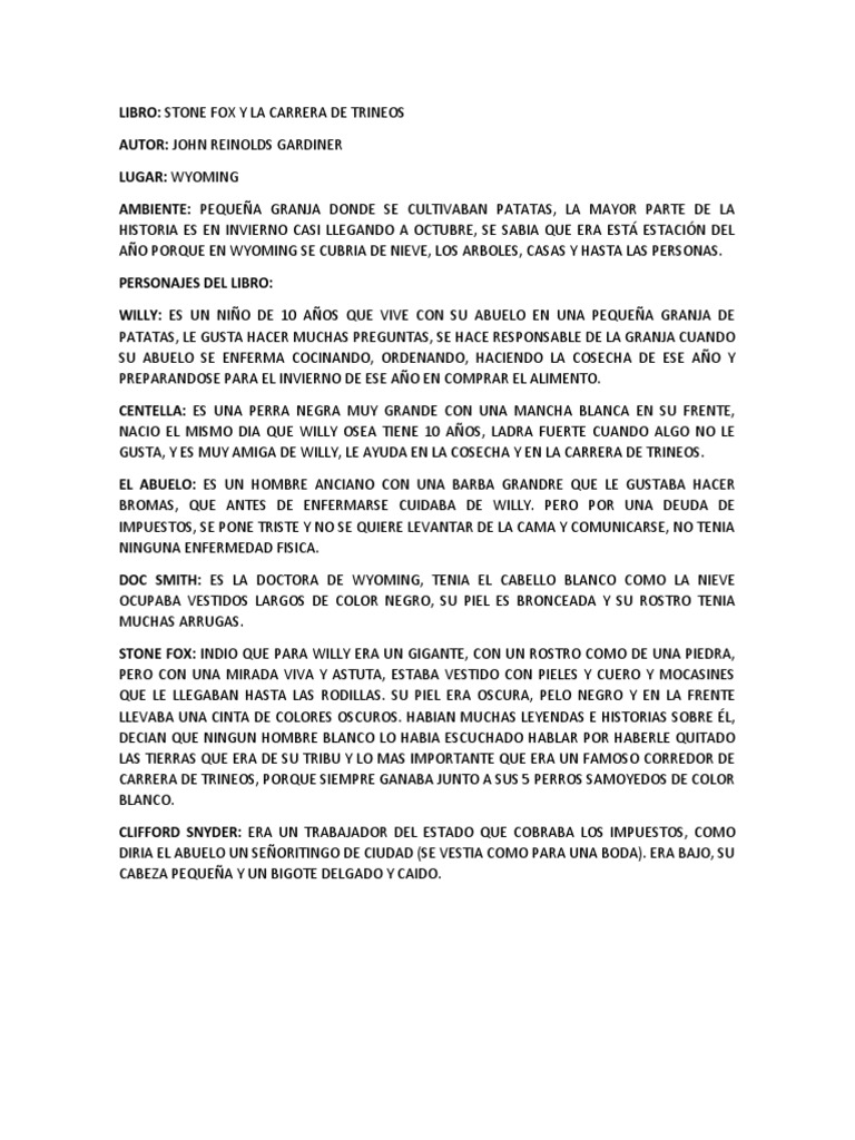 Stone Fox: La Carrera de Trineos | PDF