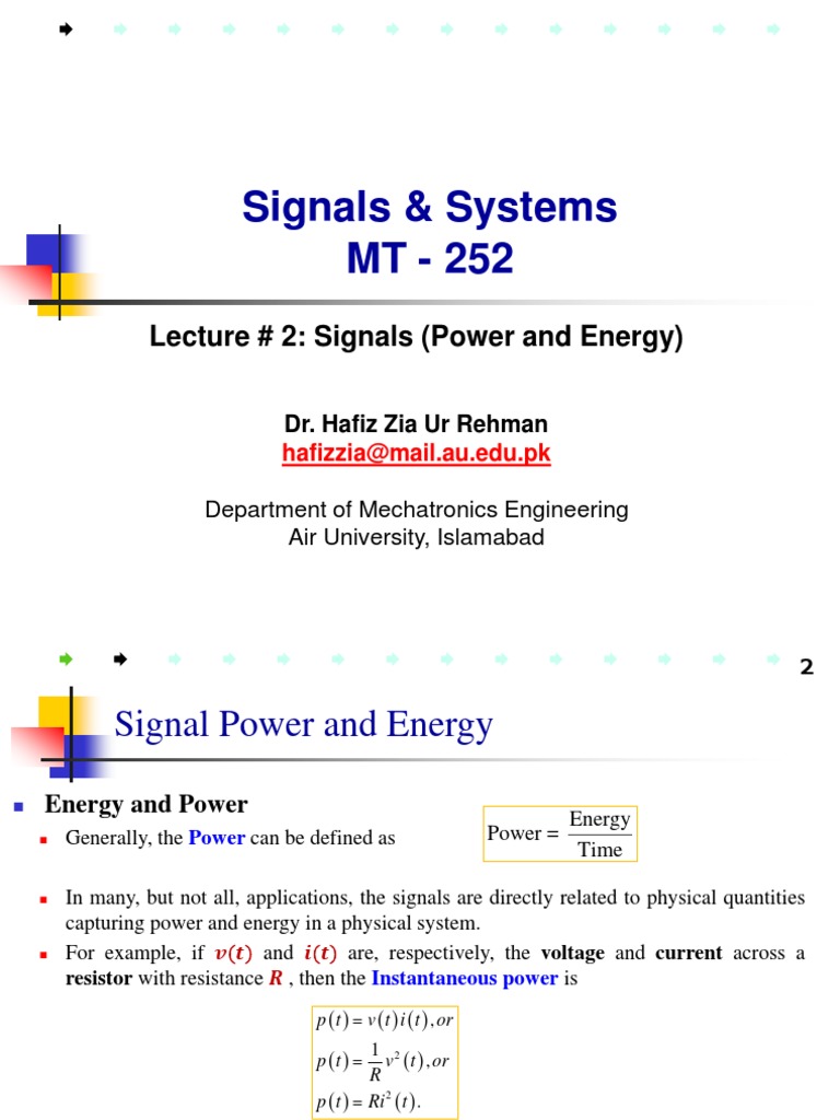 Lecture 02 (Energy and Power Signal) | PDF | Discrete Time And Continuous Time | Infinity