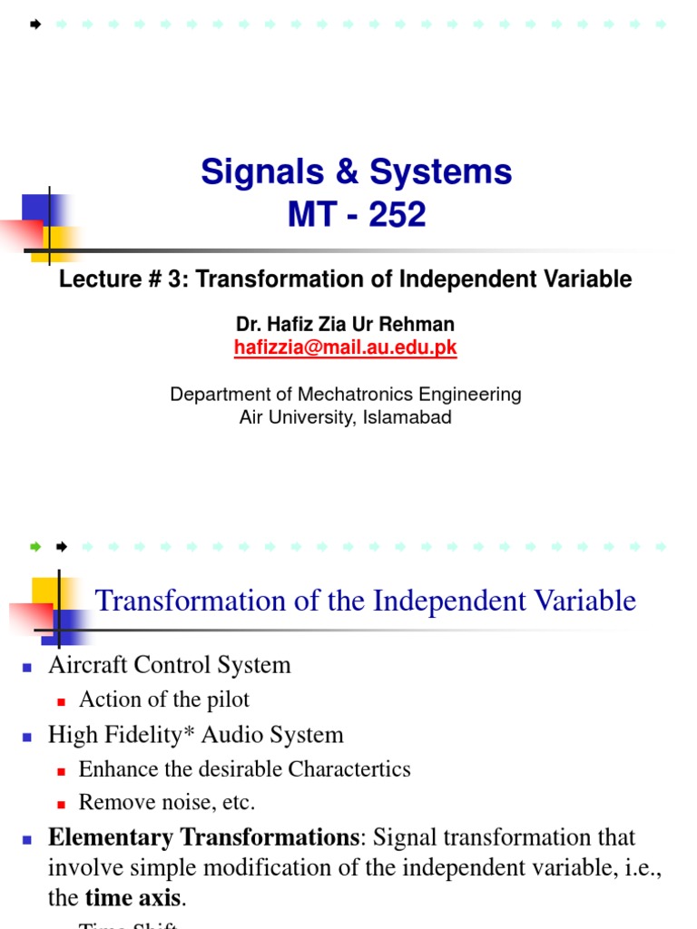 Lecture 03 (TimeShifting and Scaling) | PDF