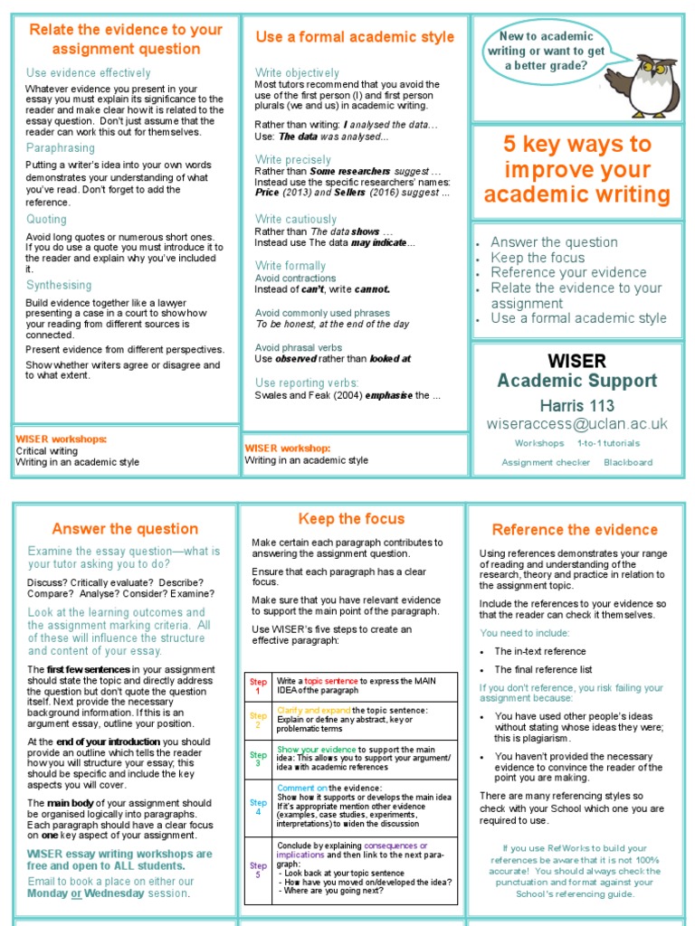 5 Key Ways To Improving Academic Writing | PDF | Essays | Evidence