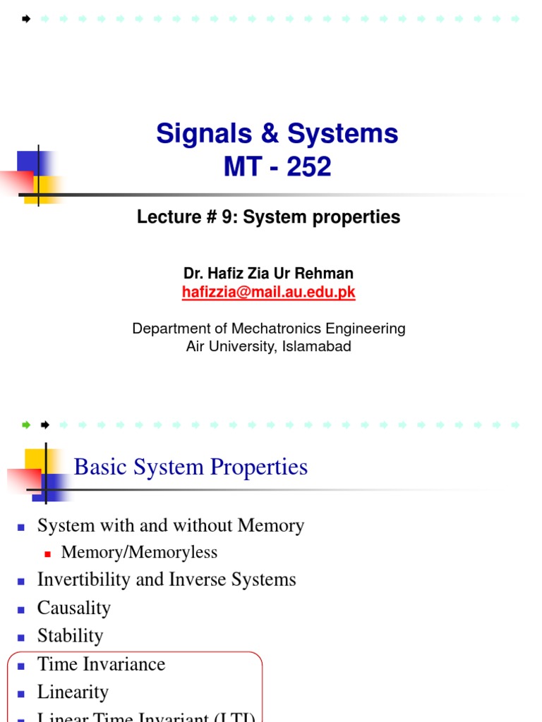 Lecture-09 System Properties (TIme Invariance, Linear, LTI) | PDF ...