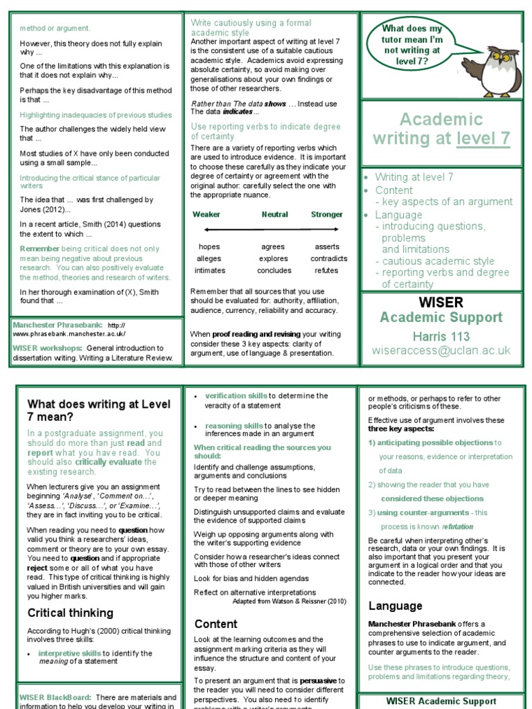 Writing at Level 7 Final | PDF | Critical Thinking | Argument