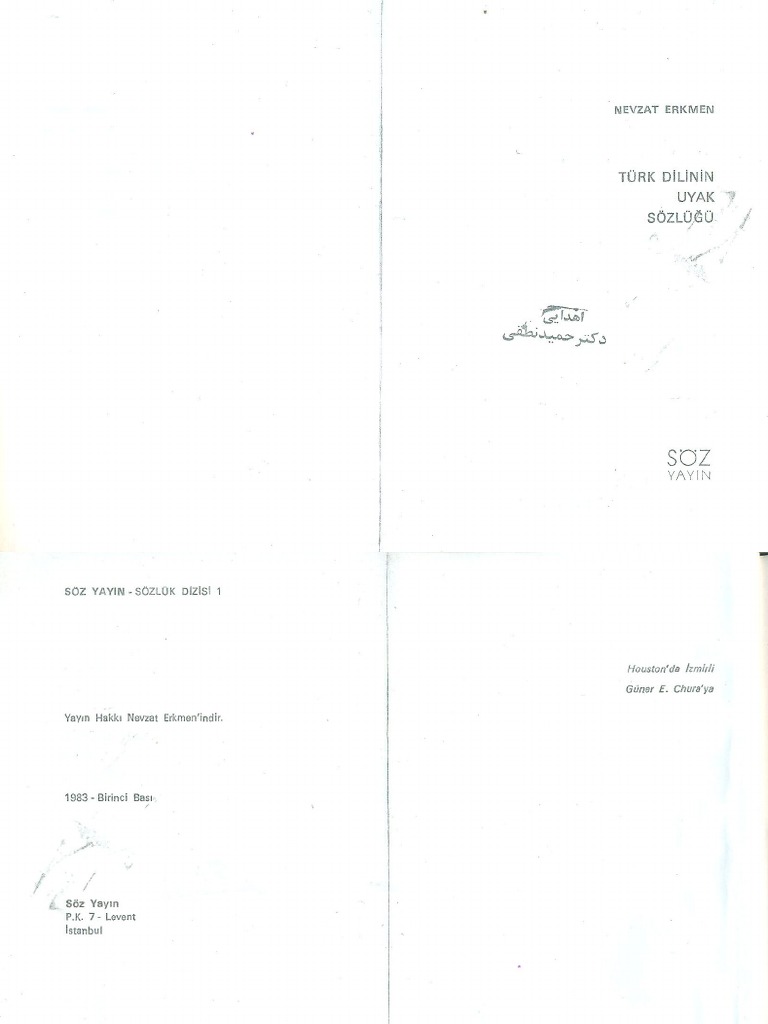 Nevzat Erkmen - Türk Dilinin Uyak Sözlüğü (1983, 189) - Libgen - Li | PDF