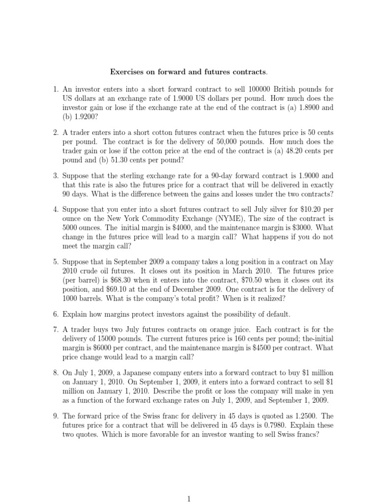 Forward and Futures Contract Exercises | PDF | Futures Contract ...