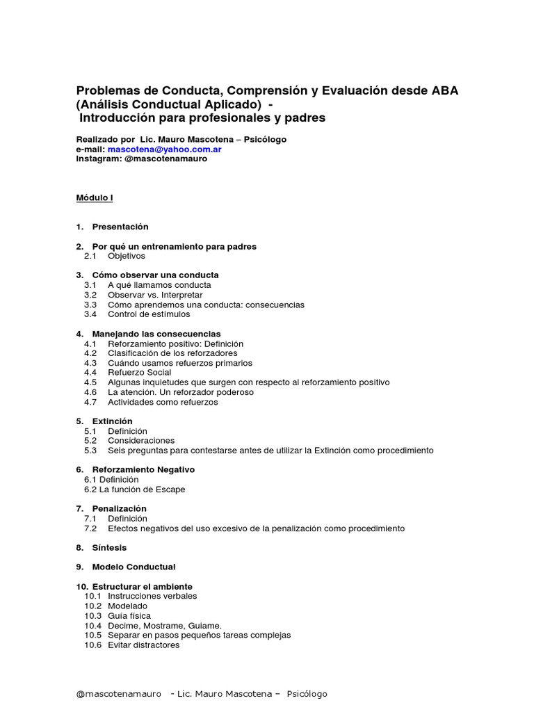 Problemas de Conducta, Comprensión y Evaluación Desde ABA | PDF ...