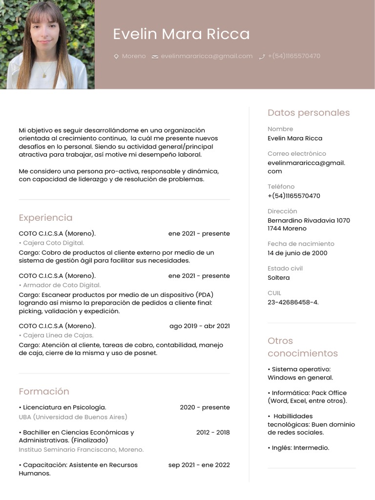 CV Evelin Mara Ricca | PDF | Informática