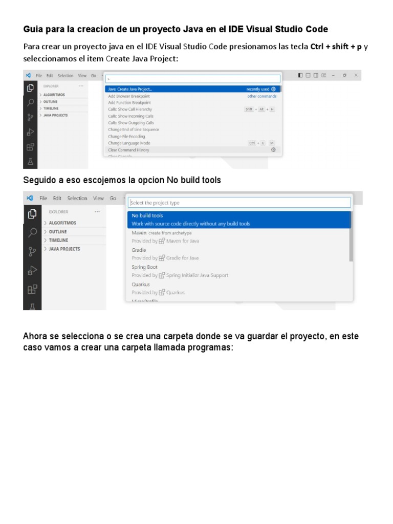 Guia para La Creacion de Un Proyecto Java en El IDE Visual Studio Code | PDF