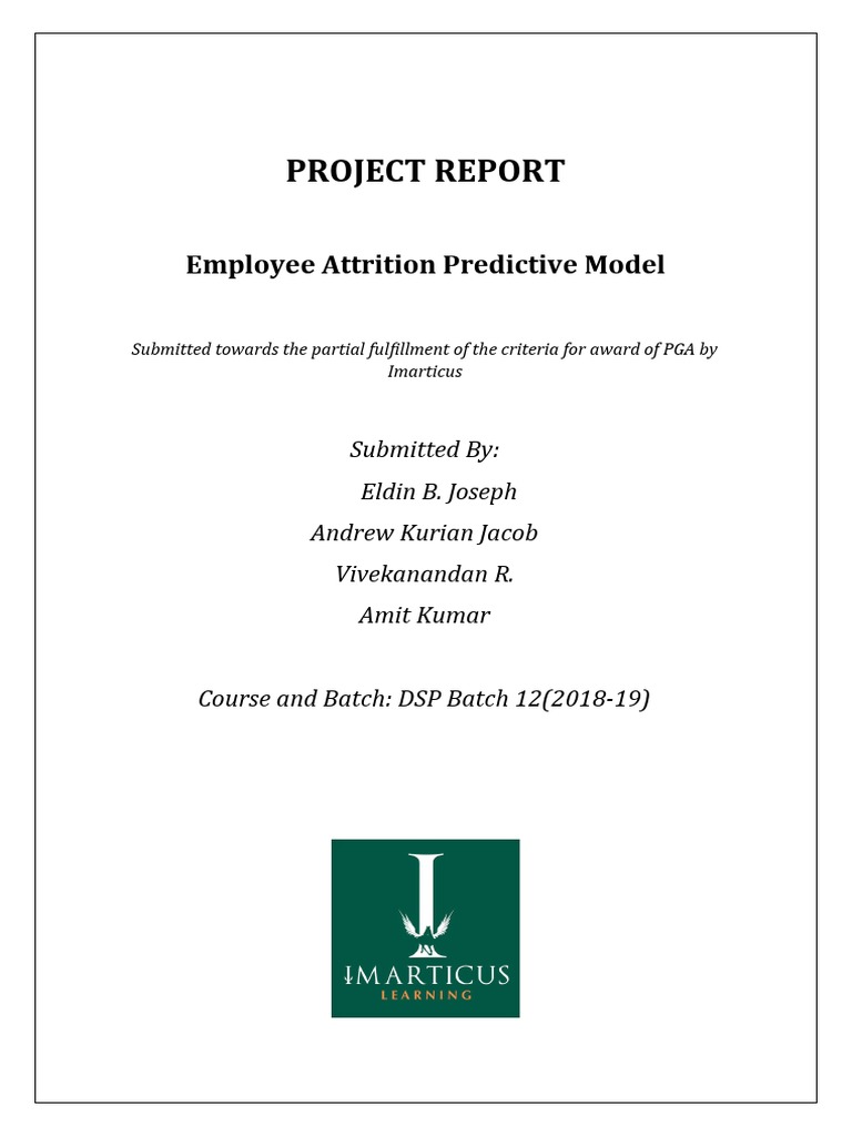 Project Report | PDF | Employment | Sensitivity And Specificity