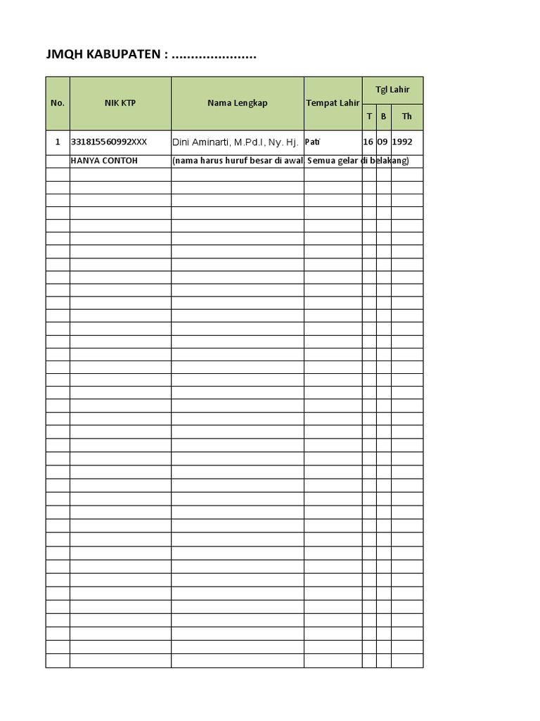 Format Kta JMQH | PDF