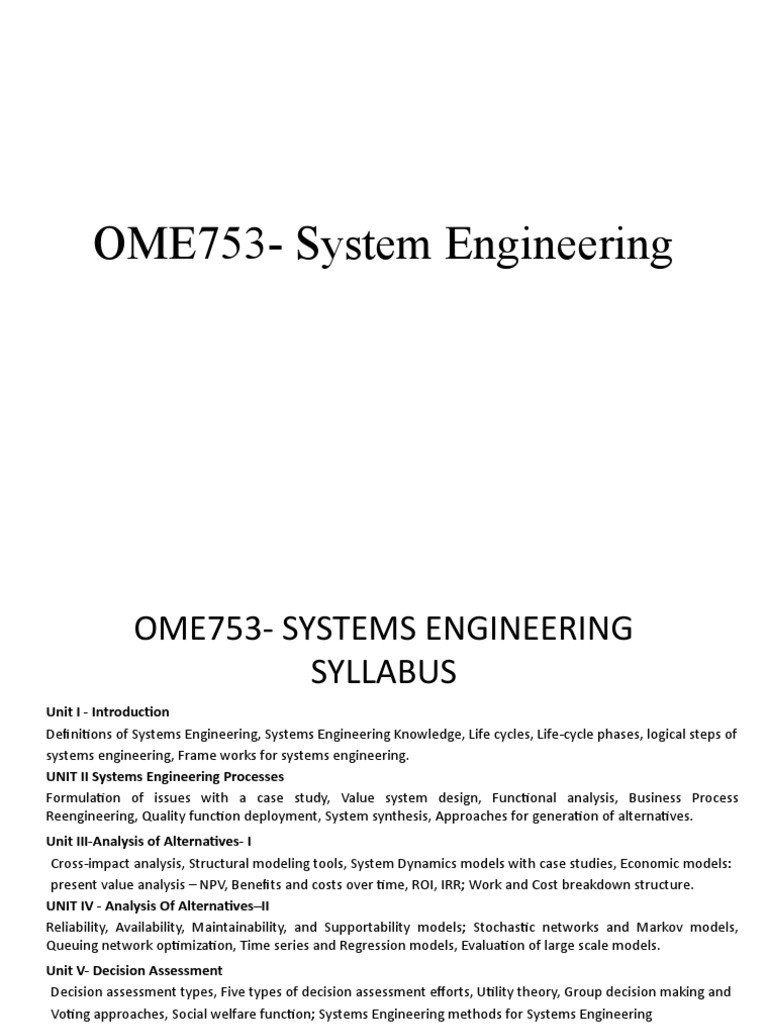 System Engineering Pdf Systems Engineering System 