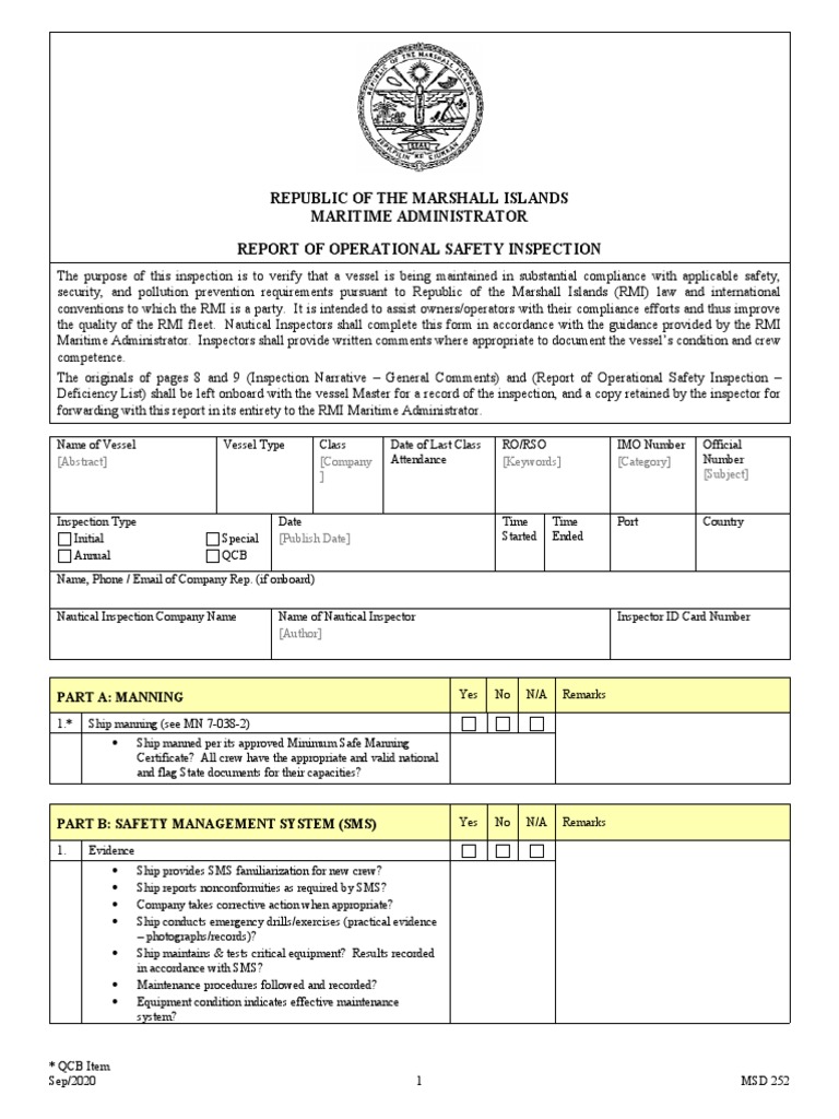 RMI Vessel Safety Inspection Report | PDF | Leak | Valve