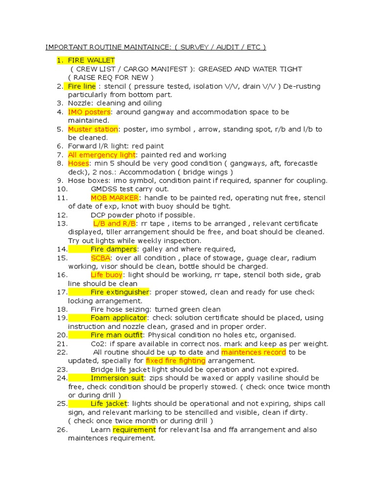Imp Routine Maintaince Lsa Ffa | PDF | Water Transport | Shipping