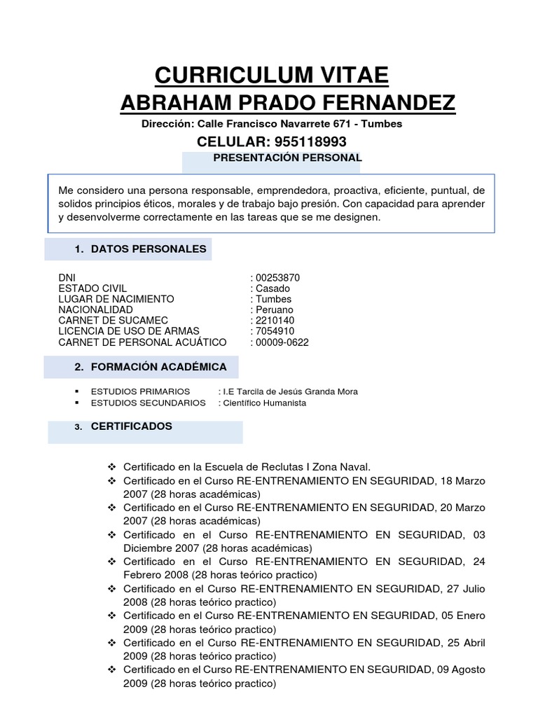 Curriculum Vitae de Abraham Prado Fernández | PDF | Crecimiento personal y profesional