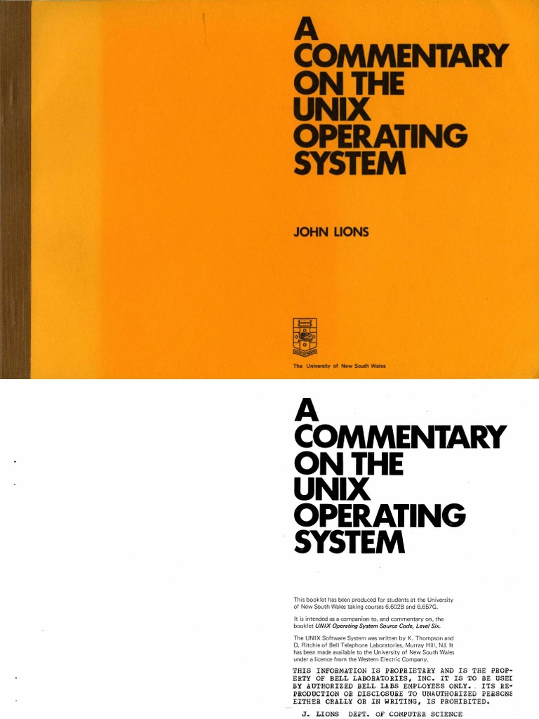 Lions A Commentary On The Unix Operating System 197705 Pdf Operating System Unix 