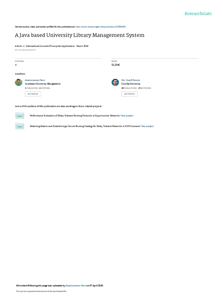 A Java Based University Library Management System | Download Free PDF | Libraries | Databases