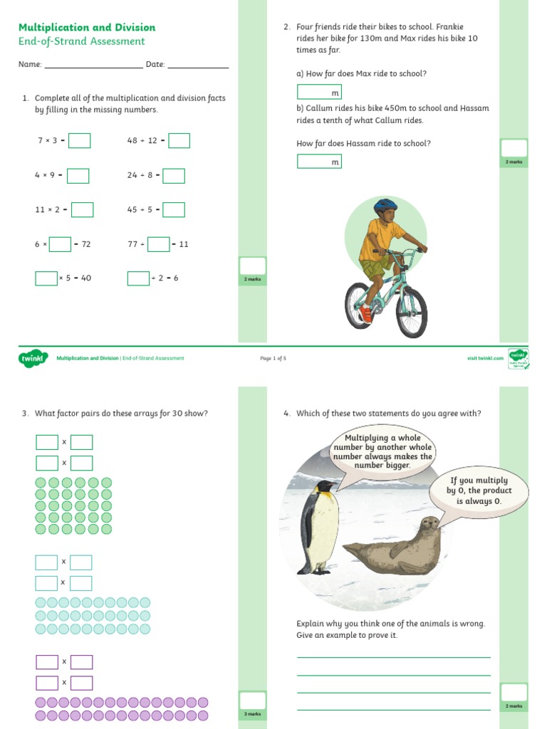 End-of-Strand Assessment | PDF | Multiplication | Mathematics