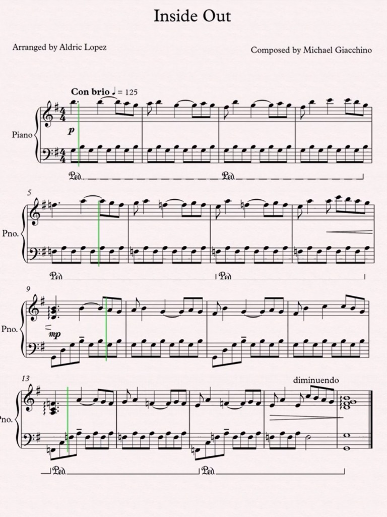 Inside Out Piano Transcription | PDF