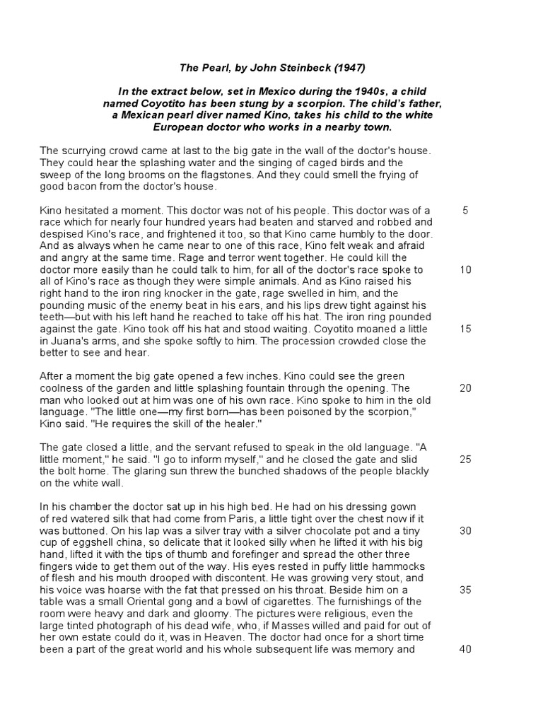AQA Paper 1A The PEARL Extract and Qs MLy | PDF