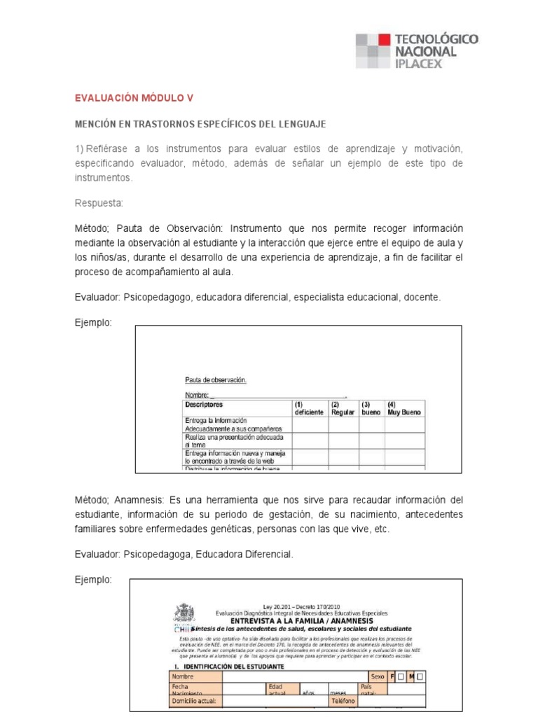 Evaluacion Modulo V Lista Violeta Padilla. | PDF | Evaluación | Aprendizaje