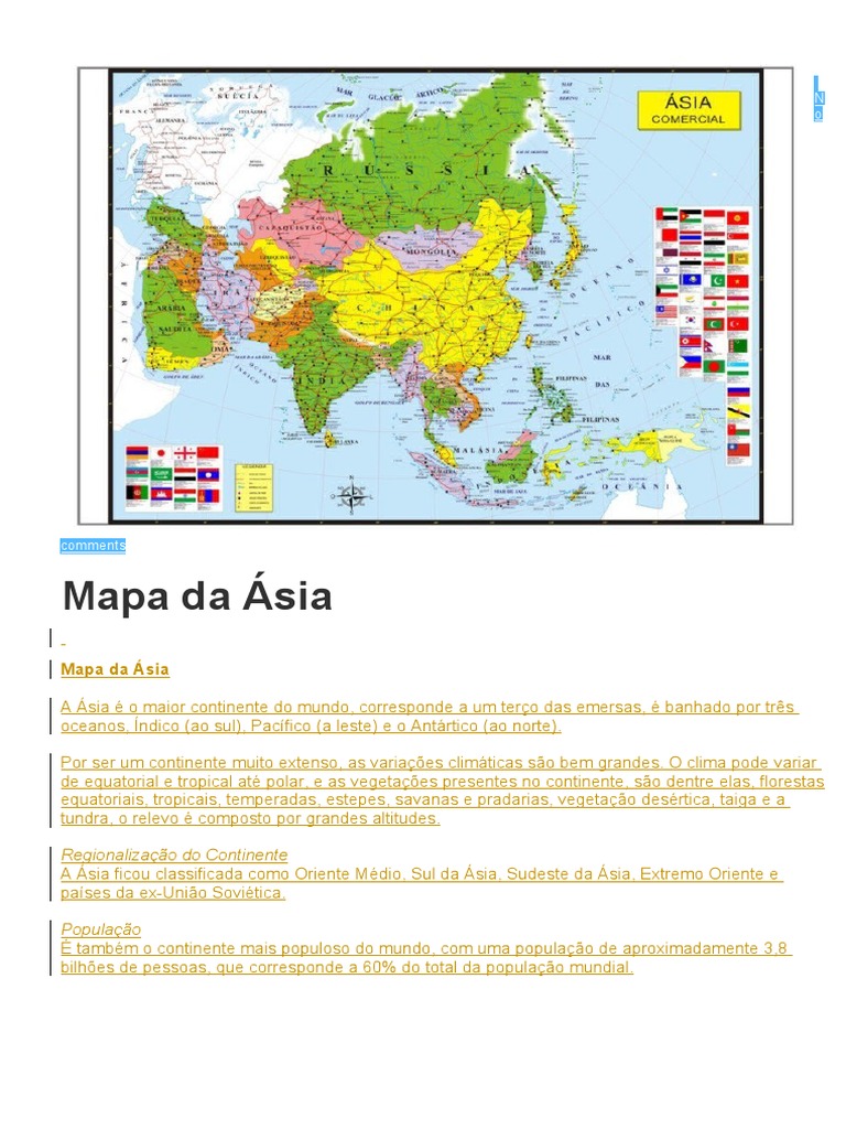 Mapa Político da Ásia para Imprimir | PDF