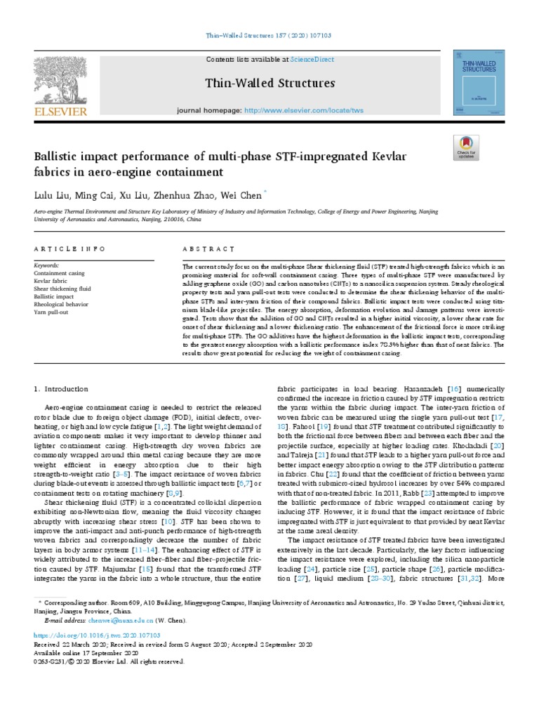 (2020) Ballistic Impact Performance of Multi-Phase STF-impregnated ...