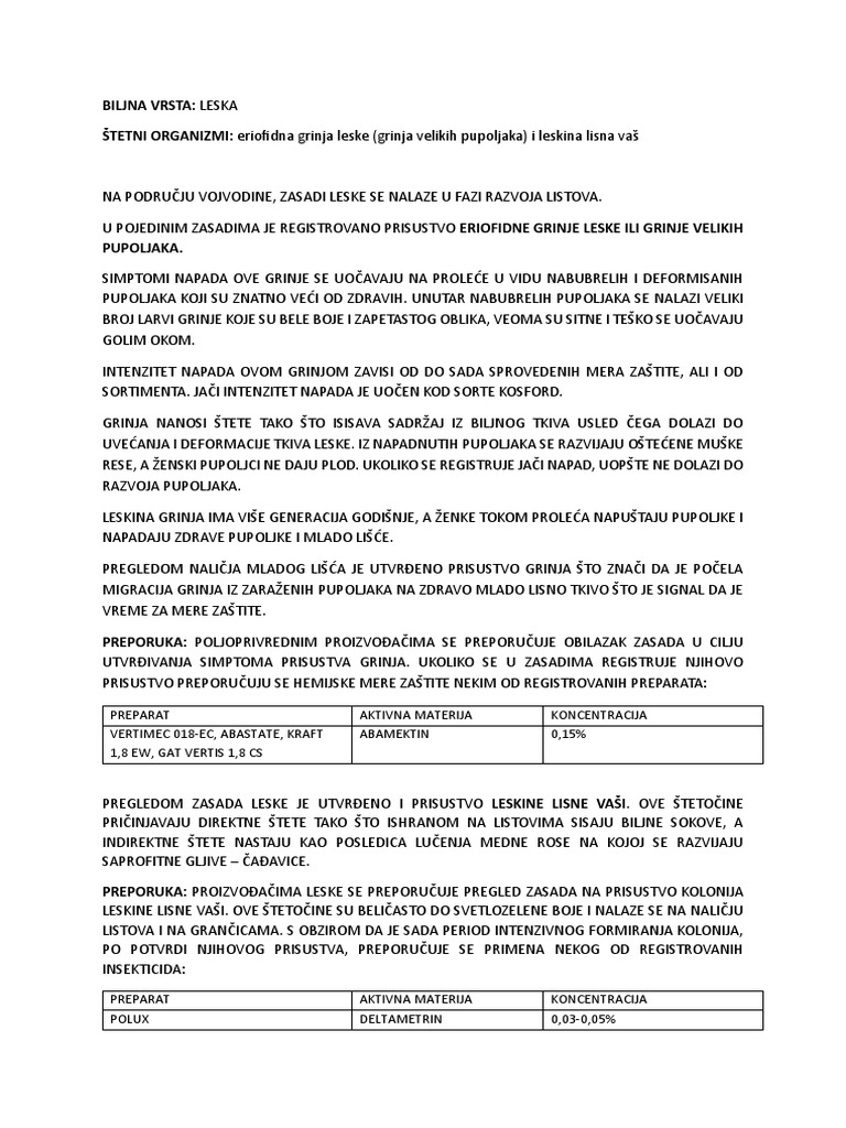 Grinje I Vaši Na Lesci | PDF