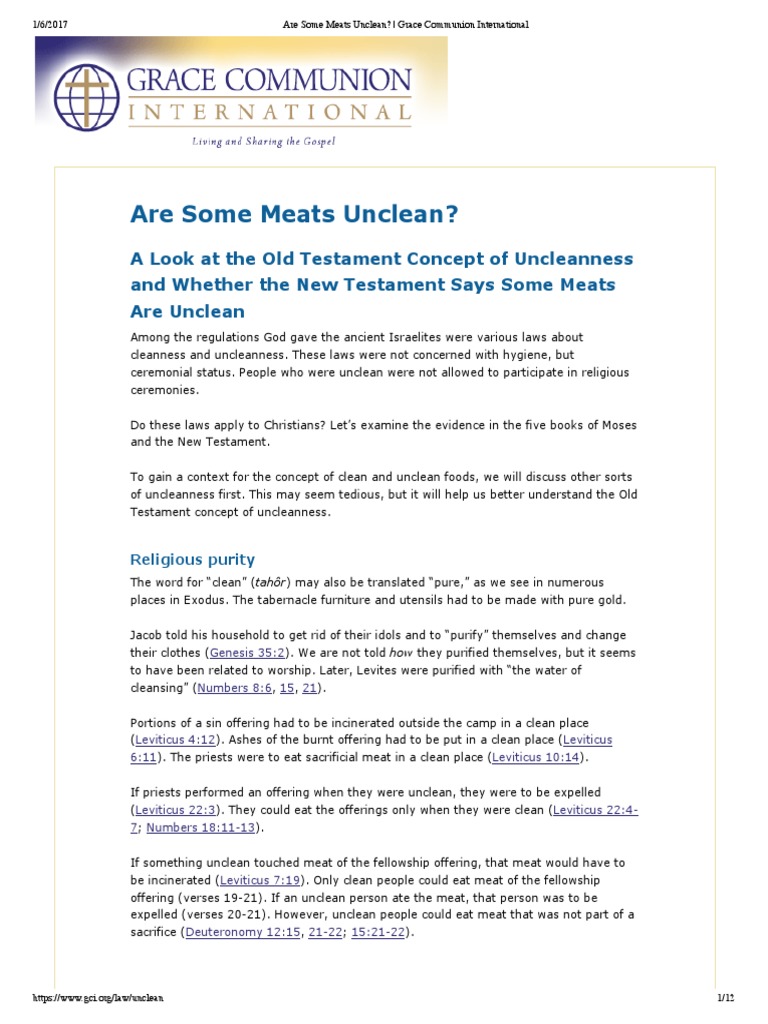 Are Some Meats Unclean - Grace Communion International | Download Free ...