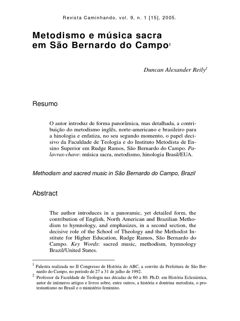 Metodismo e Música Sacra em Rudge Ramos | PDF | Igreja católica | Metodismo