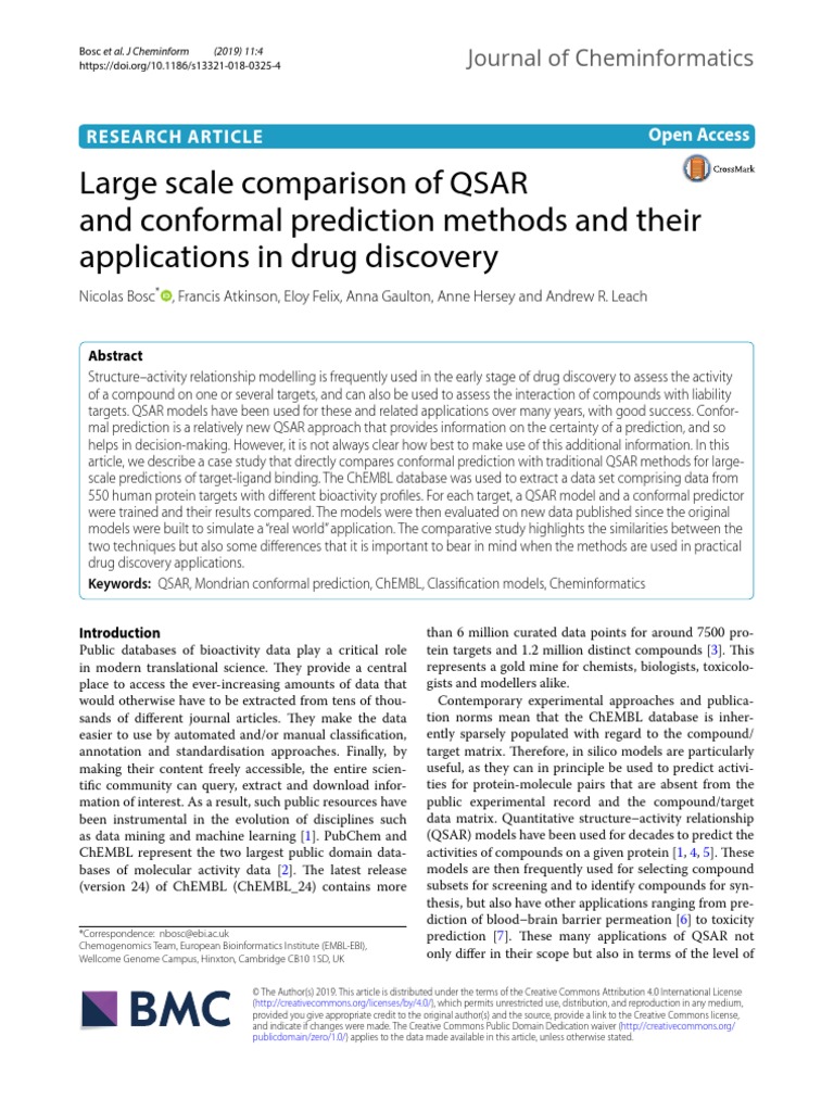 Large Scale Comparison of QSAR and Conformal Prediction Methods and Their Applications in Drug ...