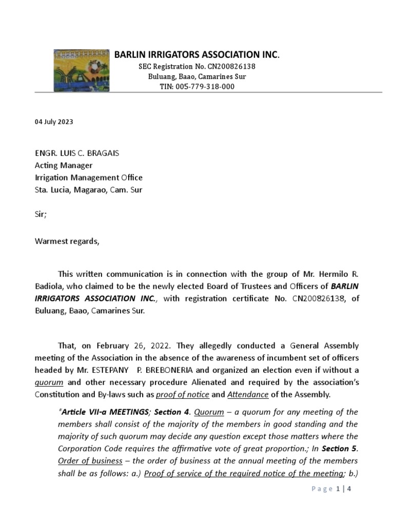 IMO Letter | Download Free PDF | Quorum | U.S. Securities And Exchange Commission