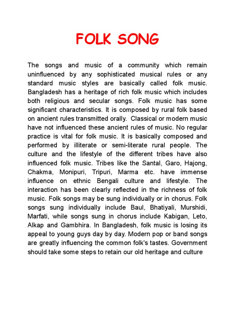 Folk Song | PDF | Language Arts & Discipline