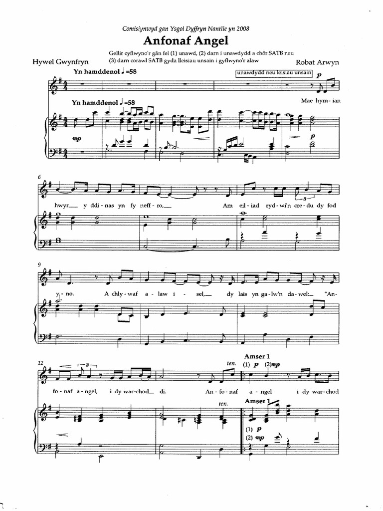 Anfonaf Angel yn G | PDF