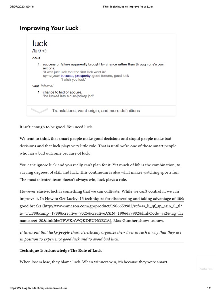 Five Techniques To Improve Your Luck - Farnam Street | PDF | Luck
