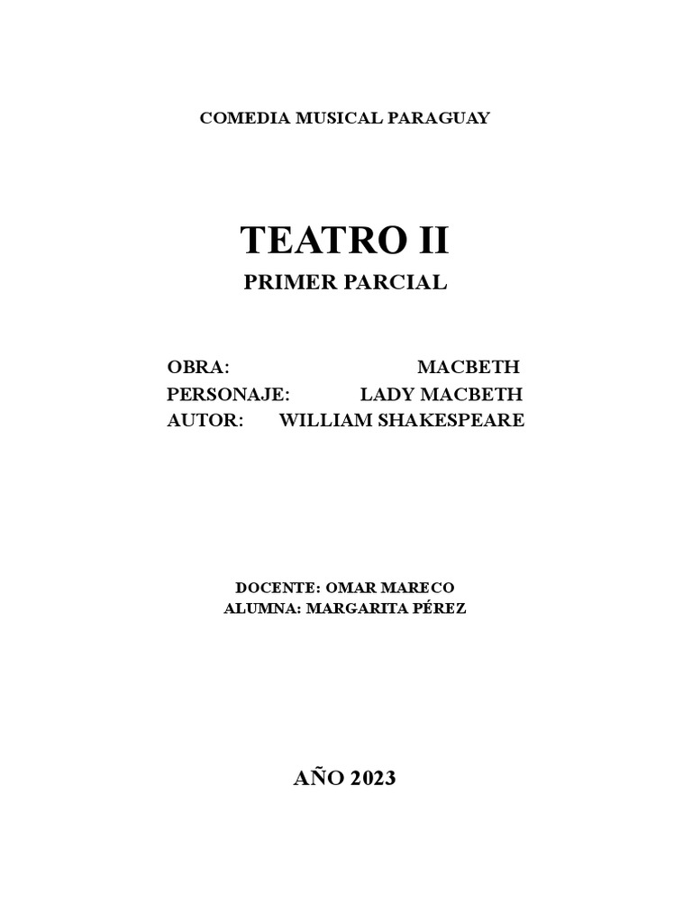 Ficha de Personaje Lady Macbeth | PDF | Macbeth | William Shakespeare