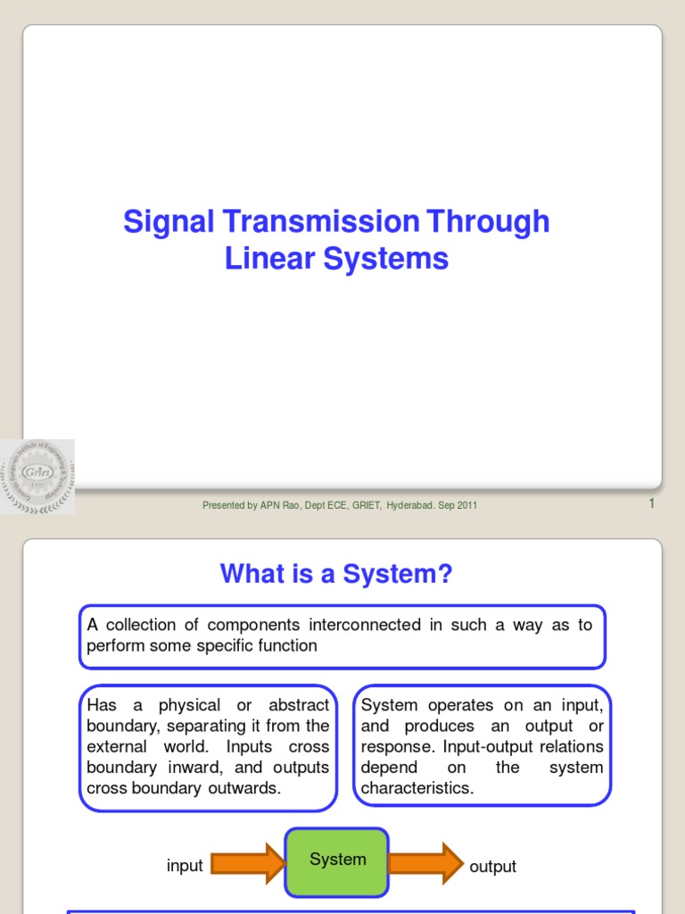 Signal Transmission in Linear Systems | PDF | Applied Mathematics ...