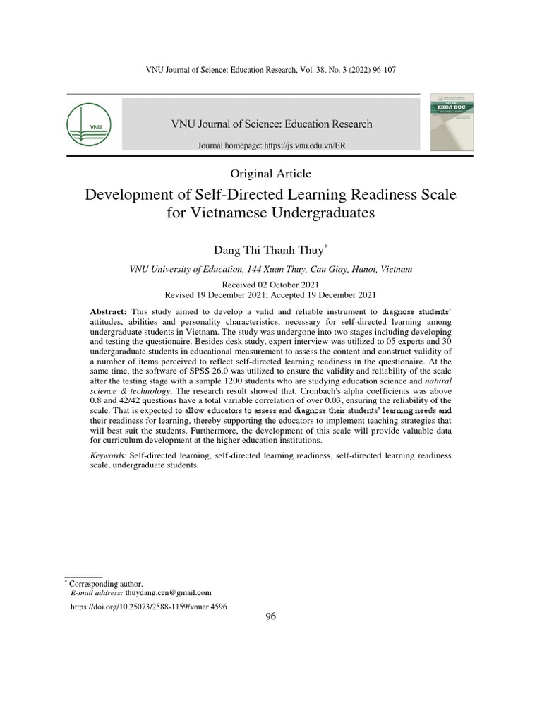 Development of Self-Directed Learning Readiness Scale For Vietnamese ...
