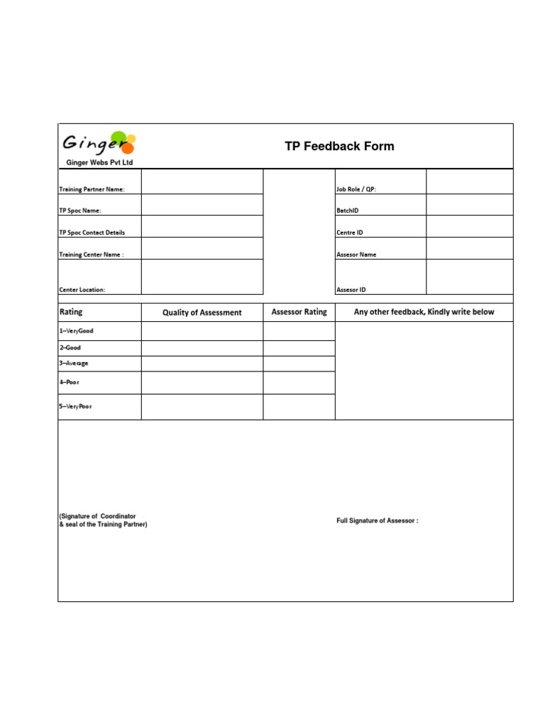 TP Feedback Form | PDF | Business