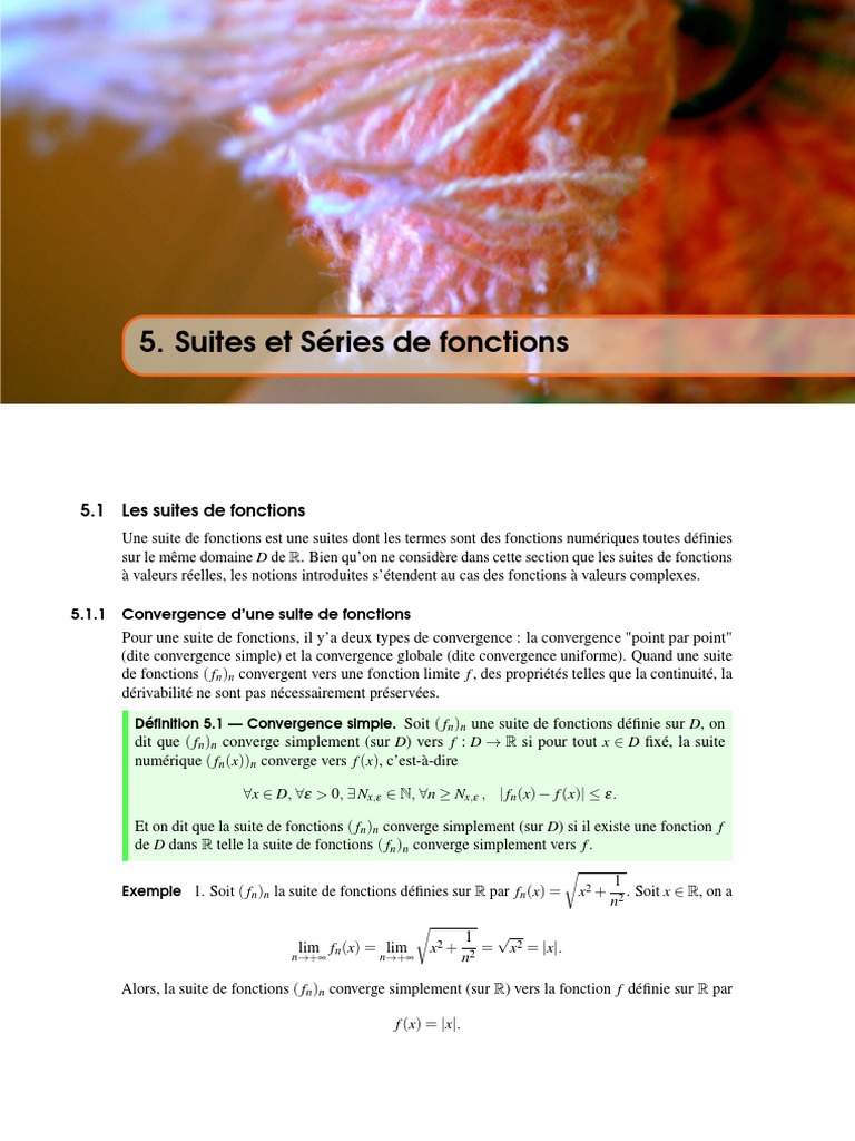 Convergence des Suites de Fonctions | PDF | Série entière | Limite ...