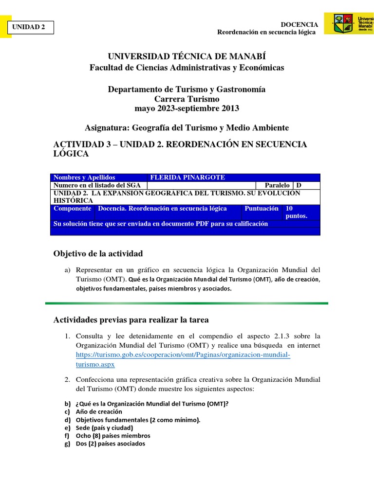 Actividad 3 - Docencia 2 U2 | PDF | Turismo
