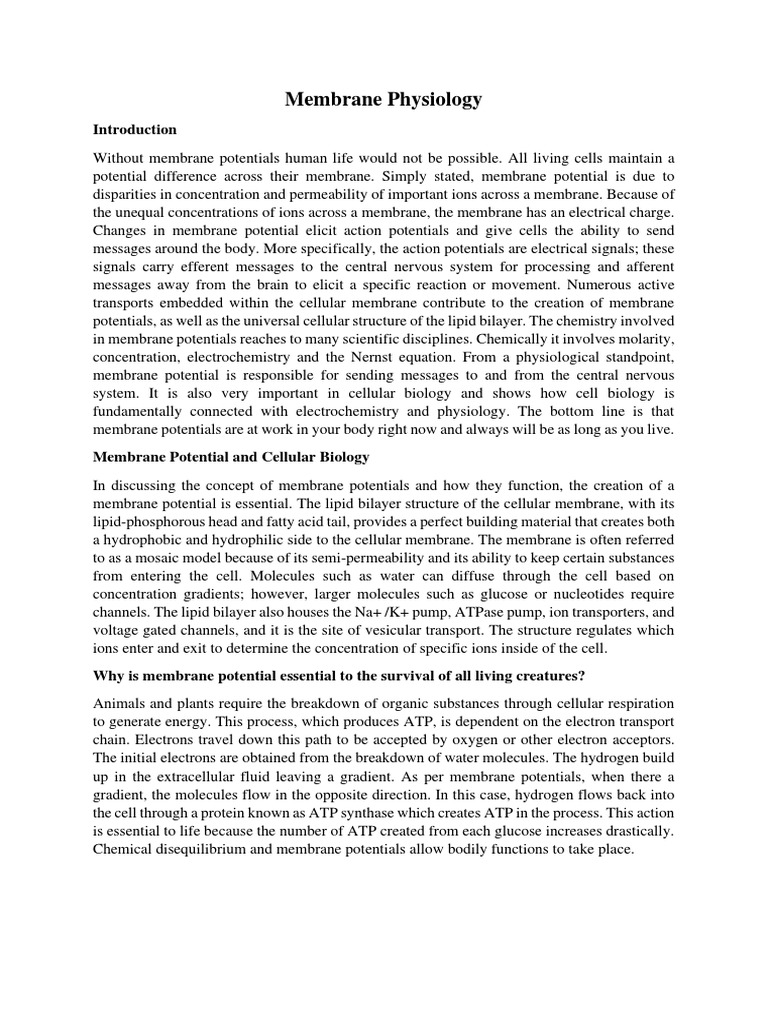 Chapter 2 - Membrane Physiology | PDF | Ion Channel | Membrane Potential