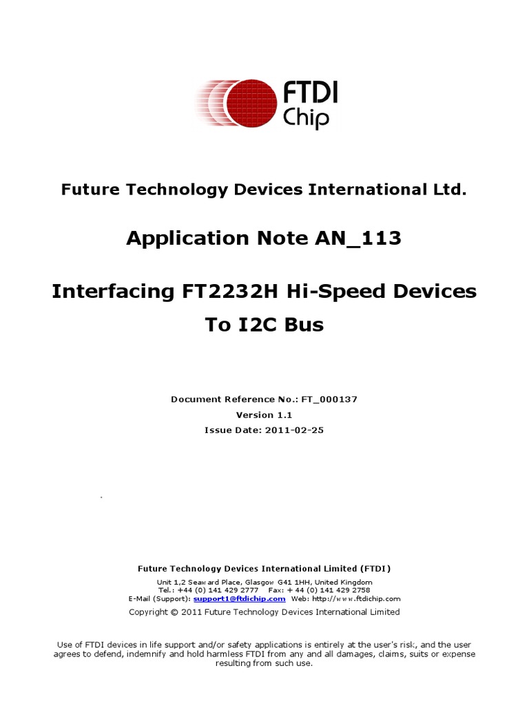 AN 113 FTDI Hi Speed USB To I2C Example | PDF | Telecommunications ...