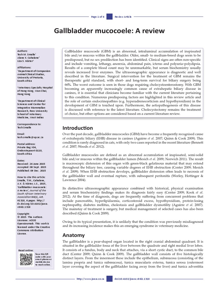 Gallbladder Mucocele A Review | PDF | Gallbladder | Liver