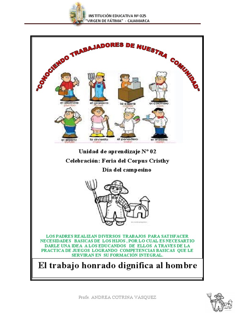 Unidad #02 Trabajadores de Mi Comunidad | PDF | Vegetales | Última cena