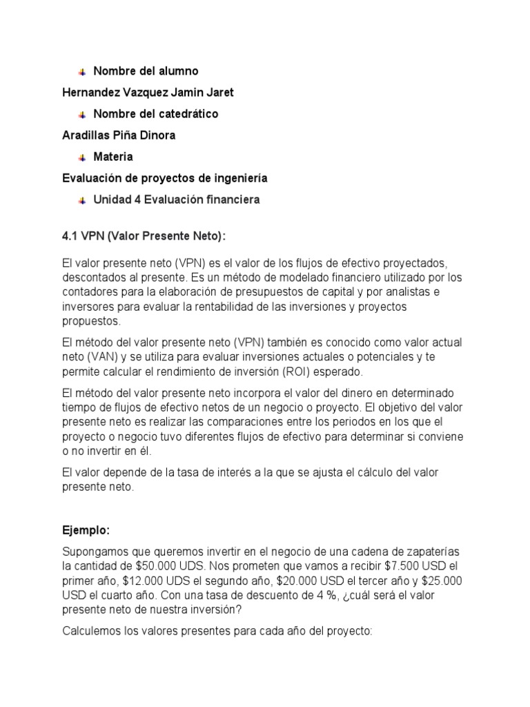 Evaluación Financiera: VPN, TREMA y TIR | PDF | Tasa interna de retorno ...